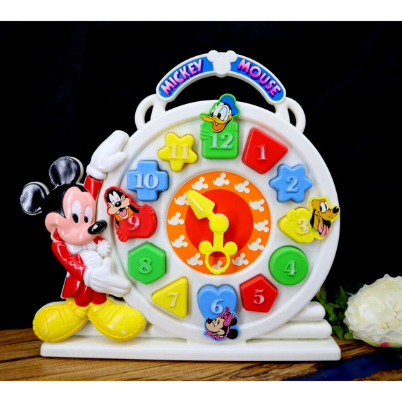ARCO | Toys | Vintage 987 Disney Mickey Mouse Shape Sorter Puzzle Clock ...